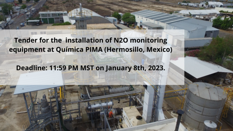 Tender for the purchase of N2O monitoring equipment at Química PIMA ...